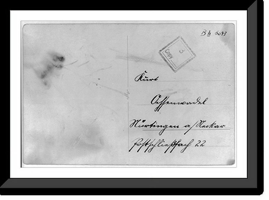 Historic Framed Print, [Back of picture postcard showing address], 17-7 ...