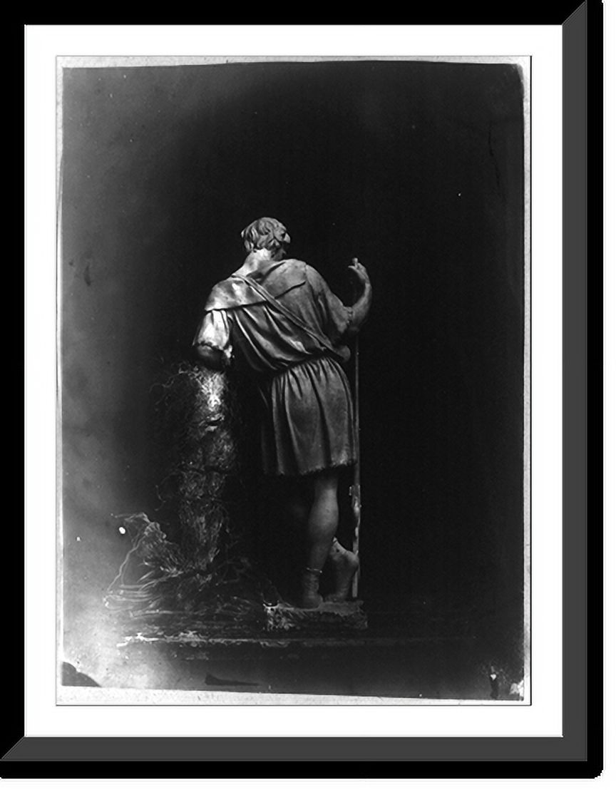 Historic Framed Print, [Backwoodsman figure for the clock in the House ...