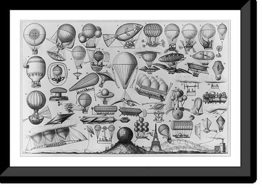 Historic Framed Print, [Balloons, airships, and other flying machines ...