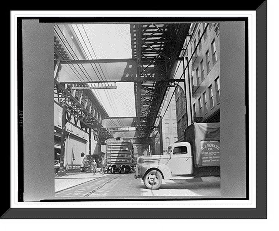 Historic Framed Print, Baltimore, Maryland. Trucks and trains unloading ...