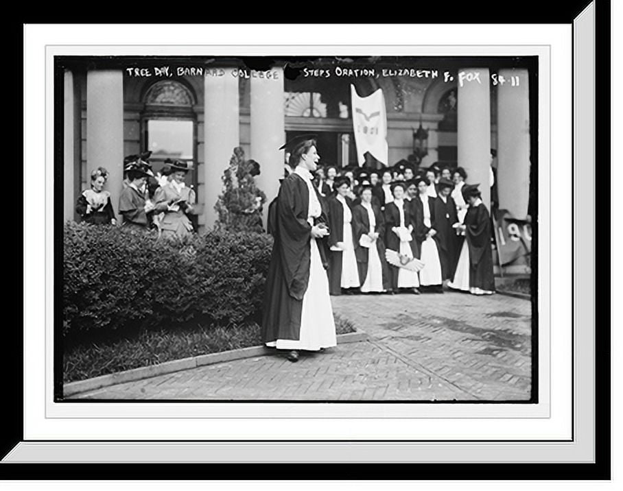 Historic Framed Print, Barnard College Tree Day, oration on steps by ...