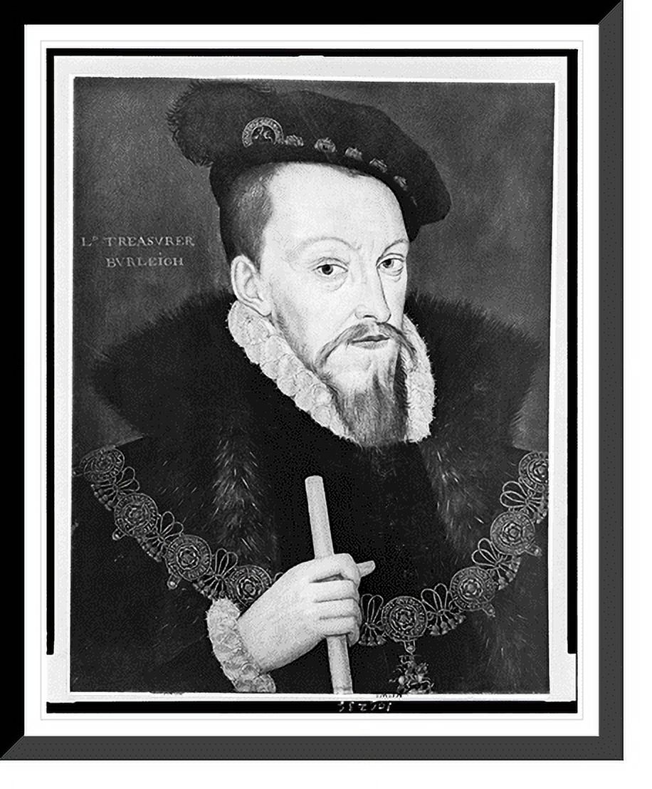 Historic Framed Print, [Baron William Cecil Burghley, head-and ...