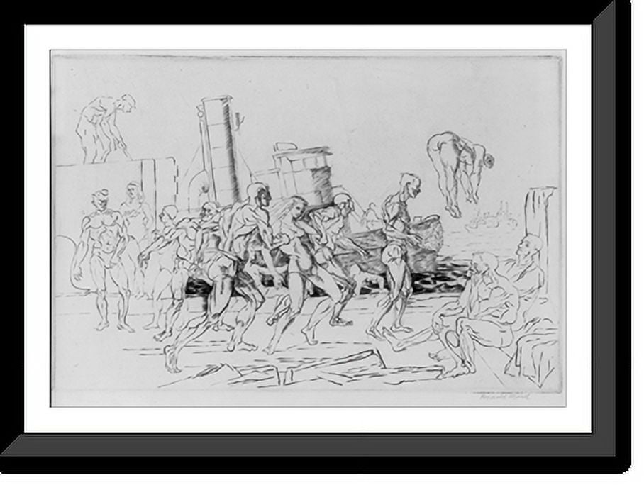 Historic Framed Print, Bathers in the Hudson, 17-7/8" x 21-7/8 ...
