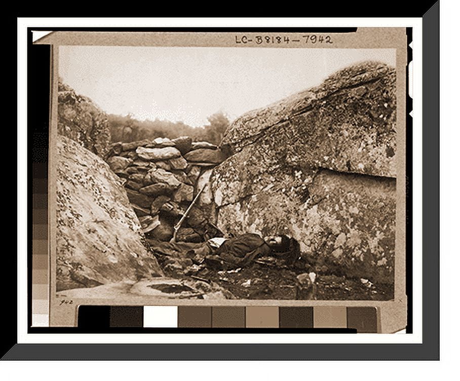 Historic Framed Print, Battle-field of Gettysburg. Dead Confederate ...