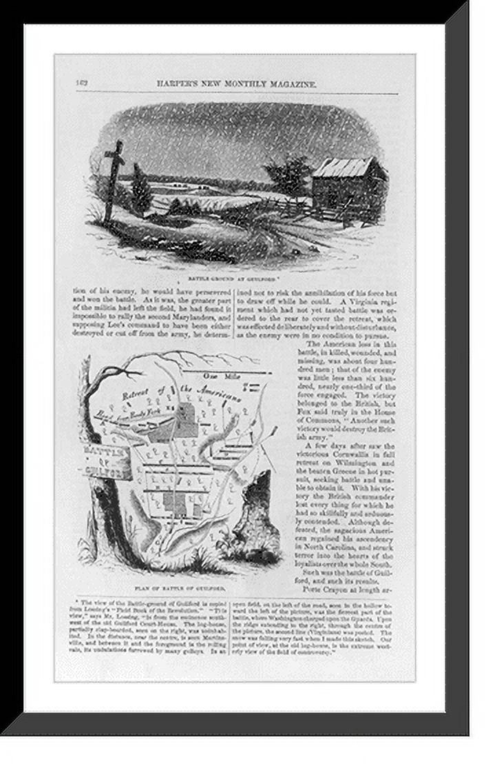 Historic Framed Print, Battle-ground at Guilford [and] Plan of Battle ...