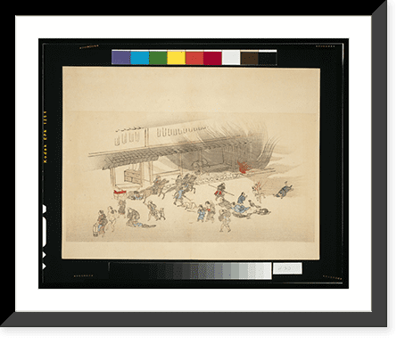 Historic Framed Print, [Battle scene from the Hamaguri Gate Incident of ...