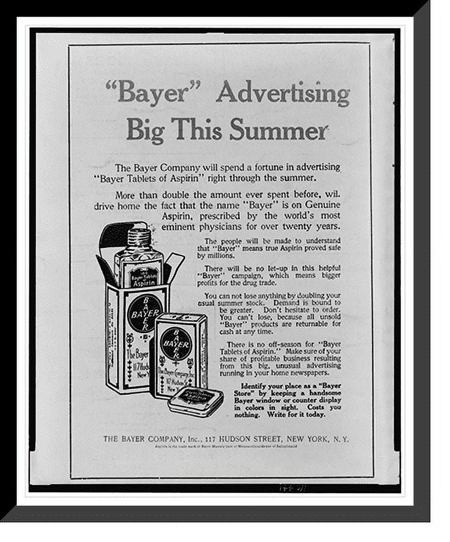 Historic Framed Print, Bayer" advertising big this summer", 17-7/8" x ...