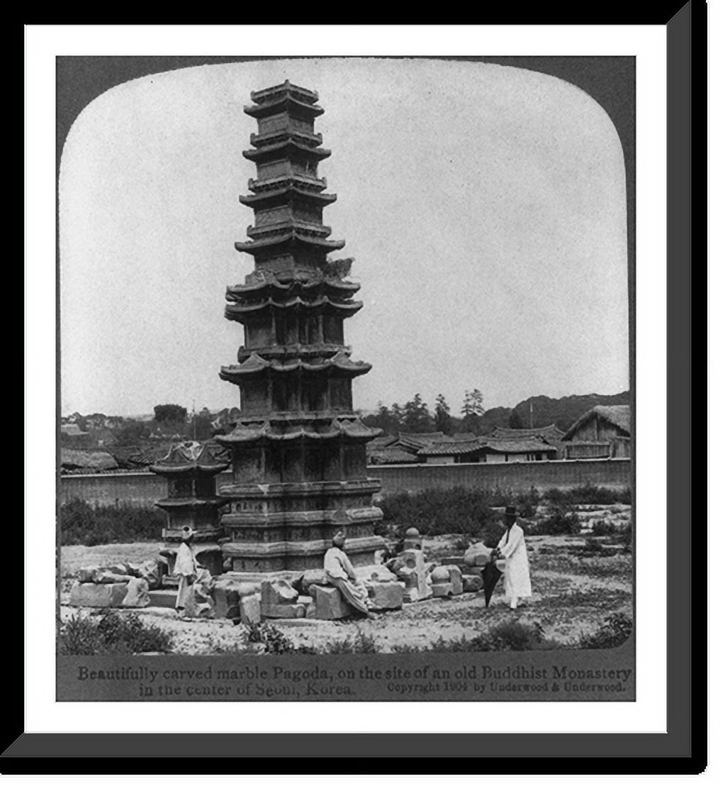 Historic Framed Print, Beautifully carved marble pagoda, on the site of ...