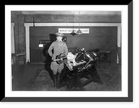 Historic Framed Print, [Billy Mitchell posed beside aircraft engine at ...