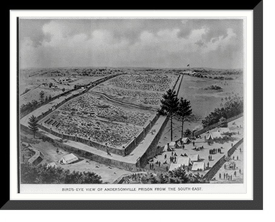 Historic Framed Print, Bird's-eye view of Andersonville Prison from the ...