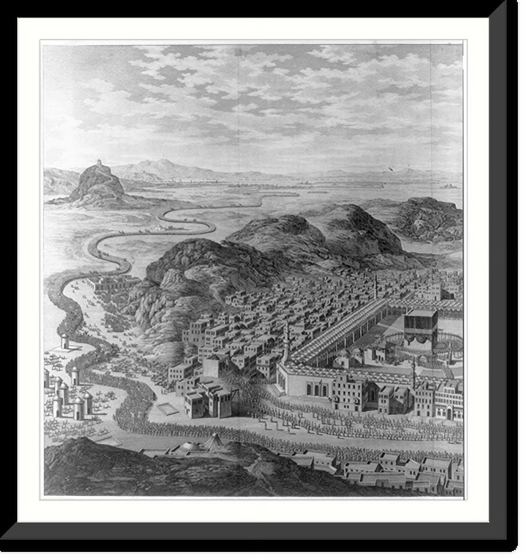 Historic Framed Print, [Birds-eye panorama of massive serpentine ...