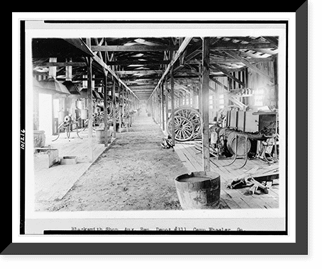 Historic Framed Print, Blacksmith shop, aux. rem. depot no. 311, Camp ...