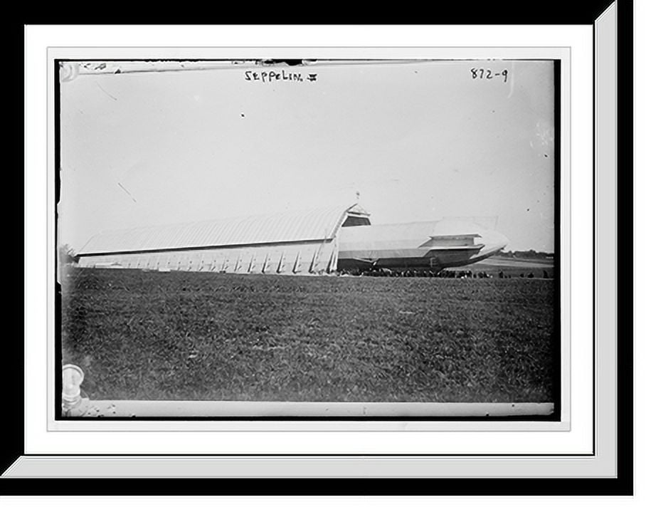 Historic Framed Print, Blimp, Zeppelin No. 3, in ground shed, 17-7/8" x ...