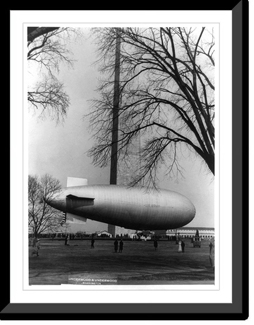Historic Framed Print, Blimp brings anniversary wreath for Washington ...