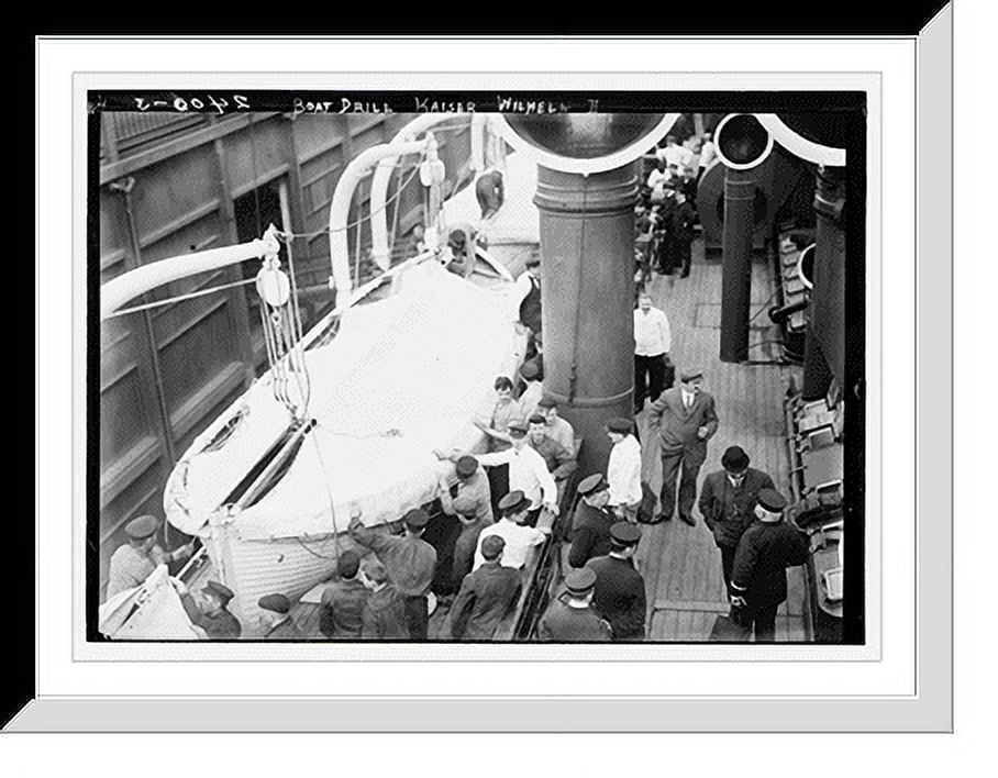 Historic Framed Print, Boat drill KAISER WILHELM II, 17-7/8" x 21-7/8 ...