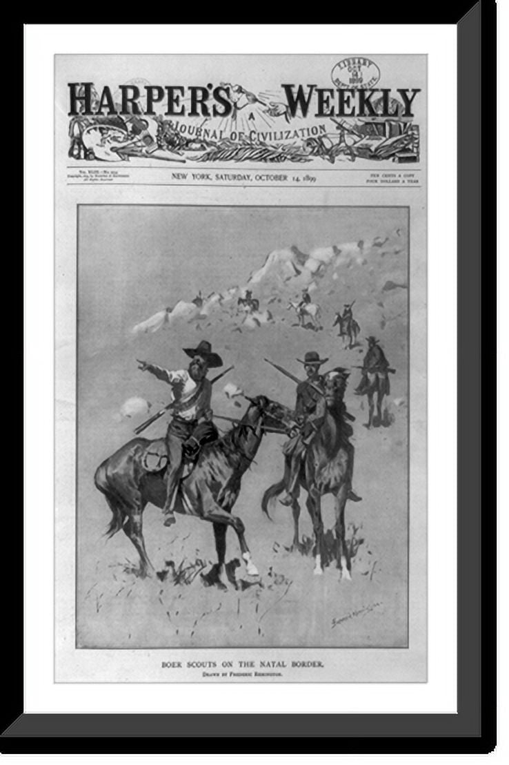 Historic Framed Print, Boer scouts on the Natal border.drawn by ...