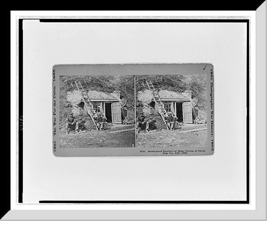 Historic Framed Print, Bomb-proof quarters of Major Strong at Dutch Gap ...