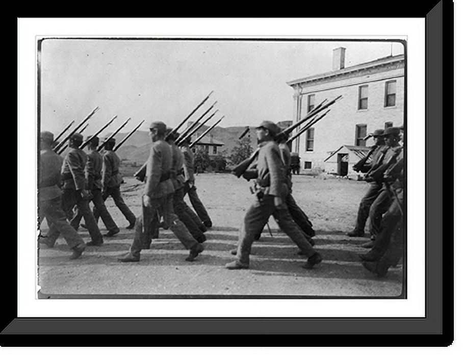 Historic Framed Print, [Boys at drill (marching), Golden Industrial ...