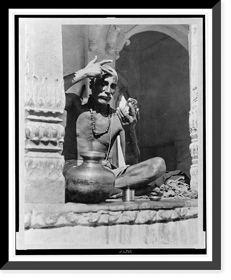 Historic Framed Print, [Brahman priest painting his forehead with the ...