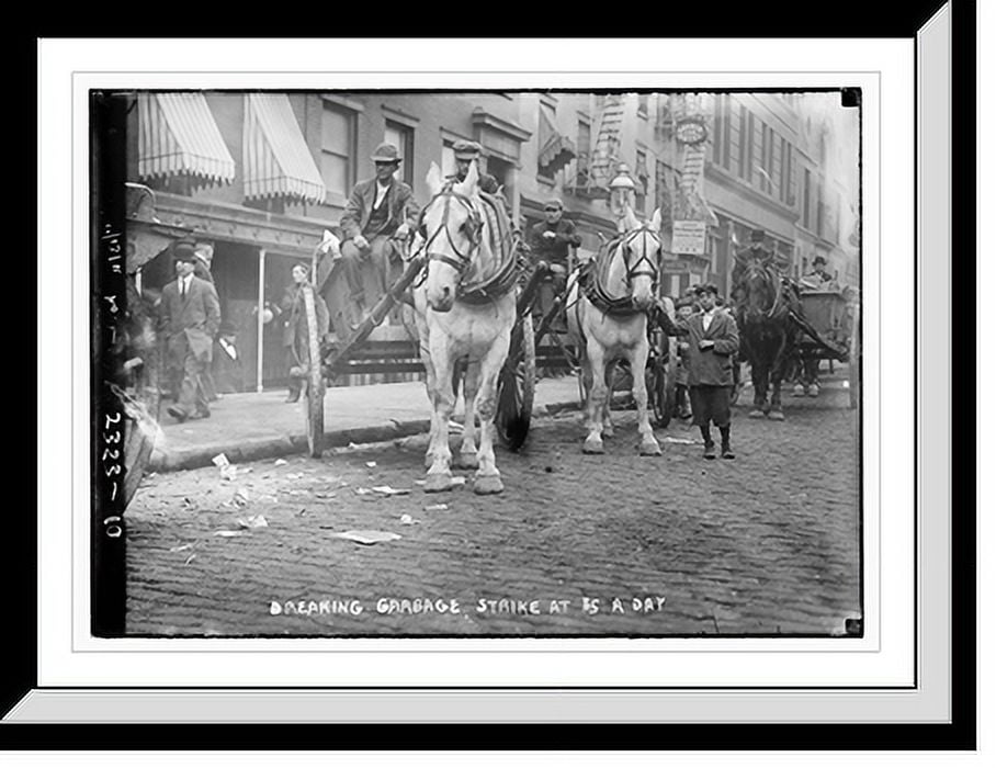 Historic Framed Print, Breaking garbage strike at $5 day, 17-7/8" x 21 ...