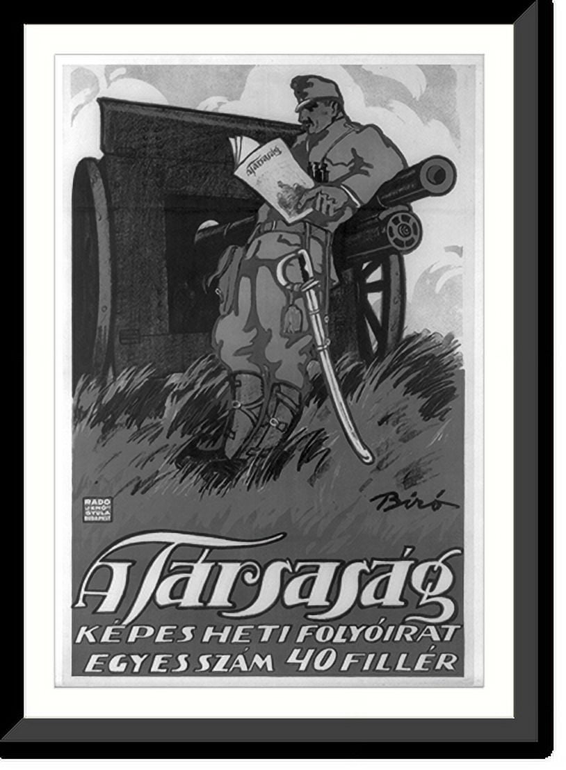 Historic Framed Print, [Broadside advertisement for Hungarian newspaper ...