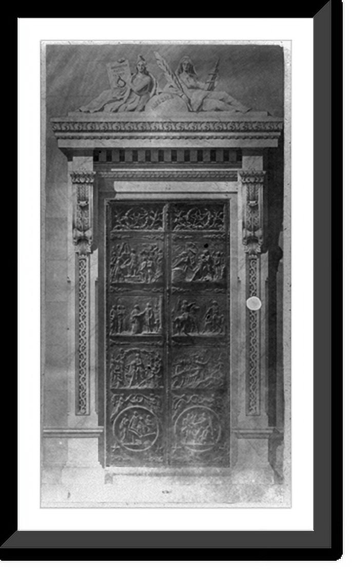 Historic Framed Print, [Bronze doors for the east portico of the Senate ...