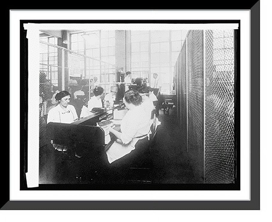 Historic Framed Print, Bureau Ptg. & Eng., counting of finished notes ...