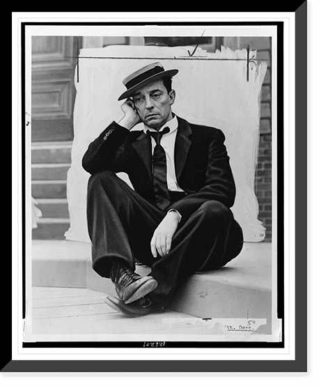 Historic Framed Print, [Buster Keaton, full-length portrait, seated, in ...