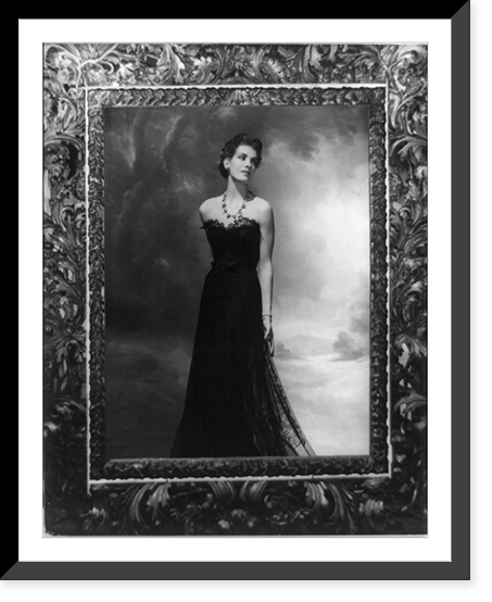 Historic Framed Print, CHANEL - 215 [1938]. Black lace strapless dress ...