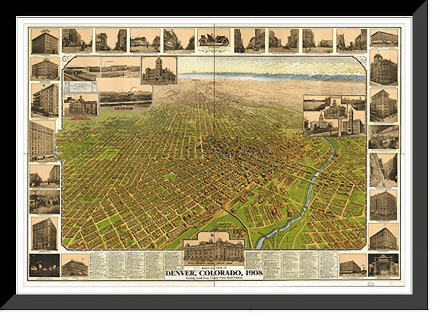 Historic Framed Print, CO Denver 1908 MAP, 17-7/8" x 21-7/8" - Walmart.com