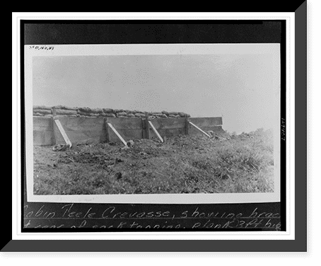 Historic Framed Print, Cabin Teele Crevasse, showing bracing at rear of ...