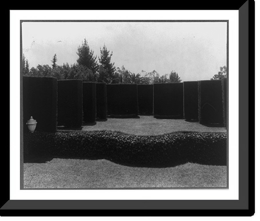 Historic Framed Print, California - Santa Barbara - Formal hedges in ...