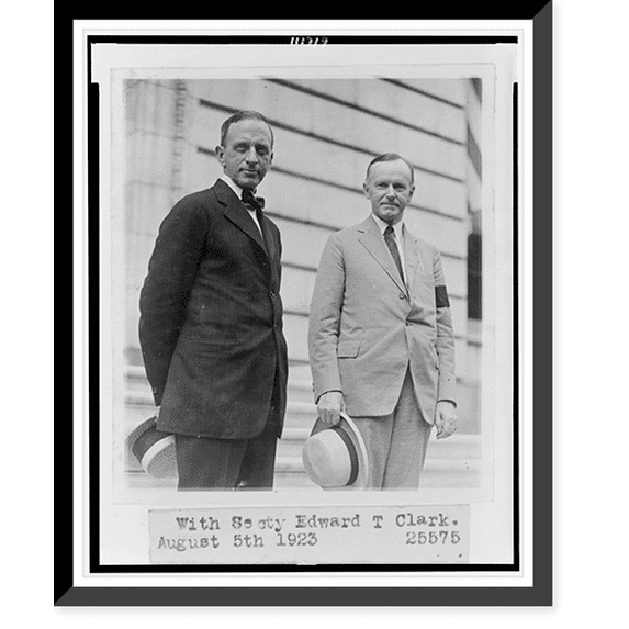 Historic Framed Print, [Calvin Coolidge posed standing with Edward T ...