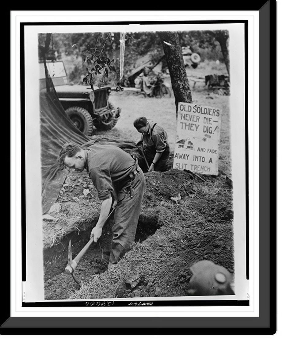 Historic Framed Print, [Canadian troops in Normandy digging trenches ...
