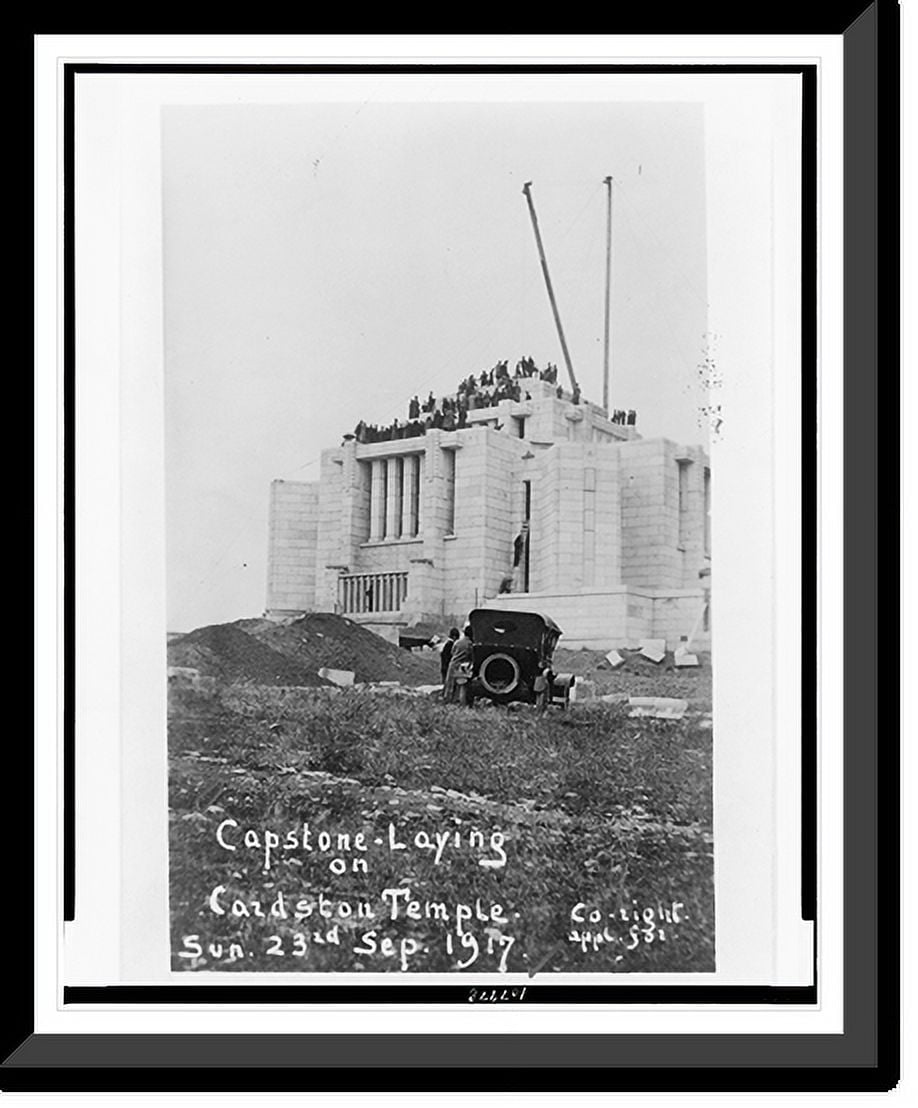 Historic Framed Print, Capstone laying on Cardston Temple, 17-7/8" x 21 ...