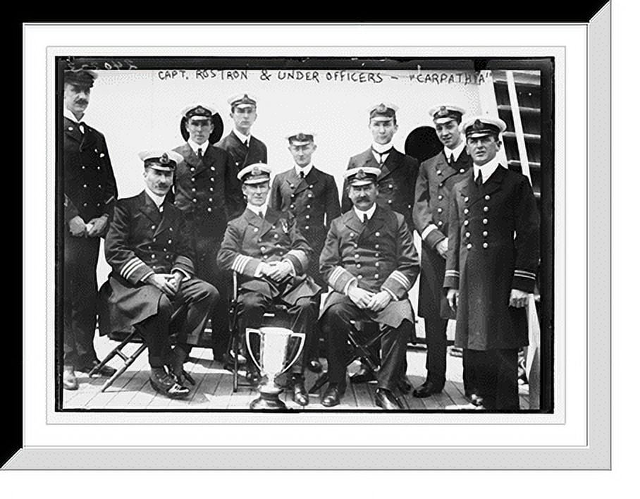 Historic Framed Print, Capt. Rostrom & Under officers of CARPATHIA ship ...
