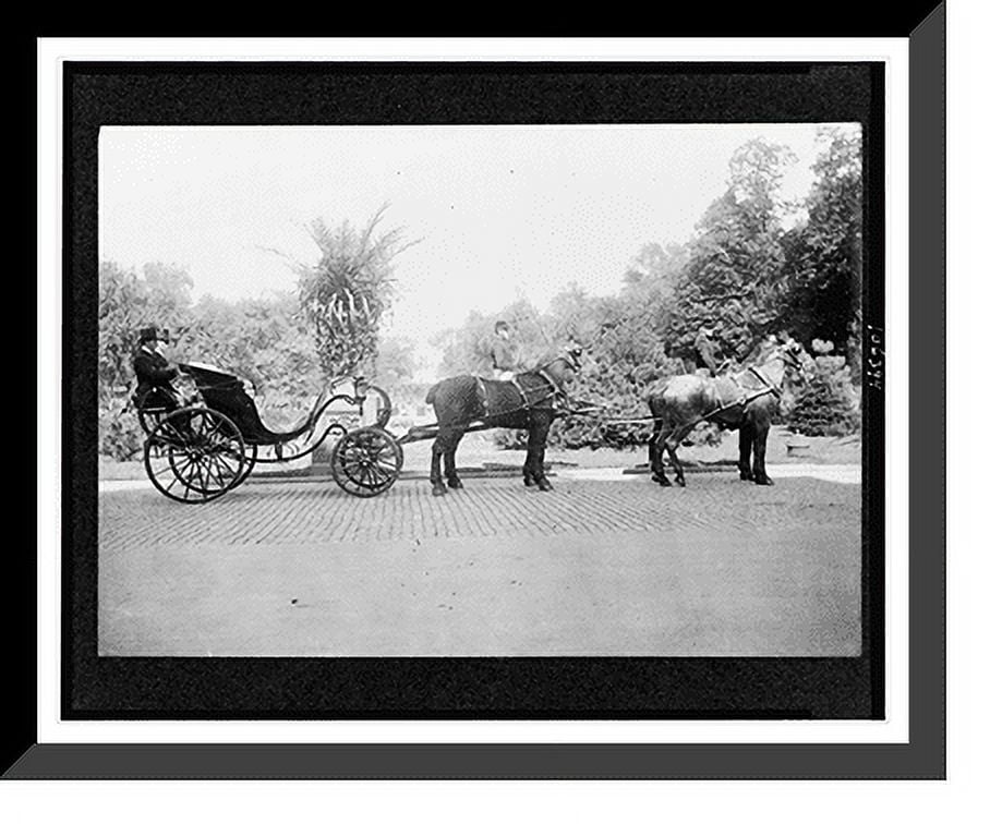 Historic Framed Print, [Carriage, drawn by four horses, with drivers ...