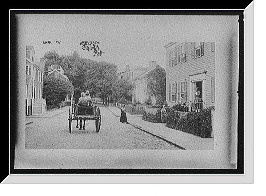 Historic Framed Print, [Carriage in residential street, historic ...