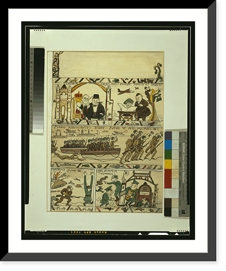 Historic Framed Print, [Cartoon showing D-Day invasion of France by ...