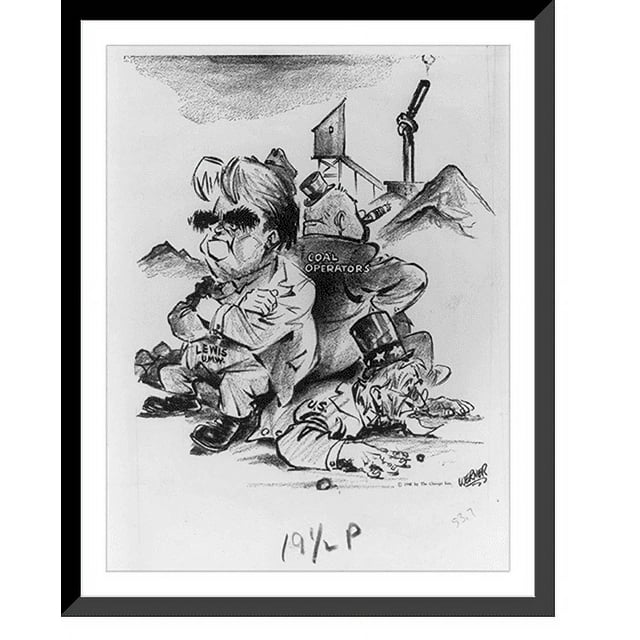 Historic Framed Print, [Cartoon showing John L. Lewis and large ...