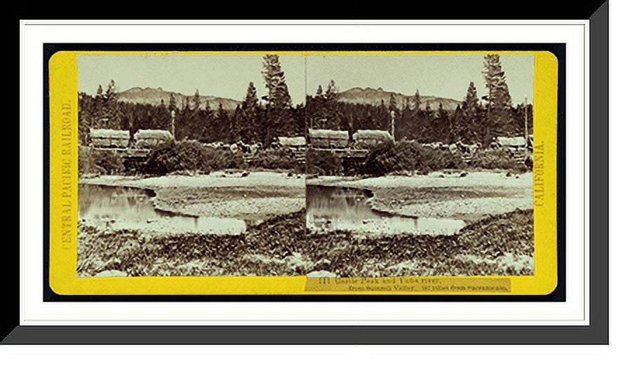Historic Framed Print, Castle Peak and Yuba River from Summit Valley ...