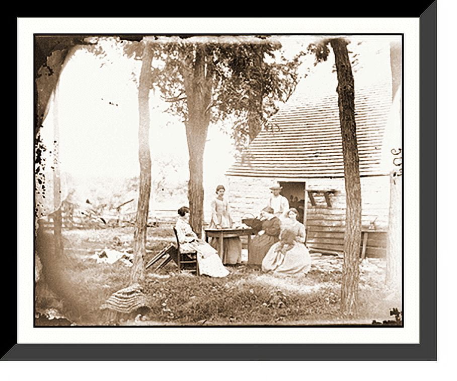 Historic Framed Print, Cedar Mountain Va. Family group before the house in which Gen. Charles S ...