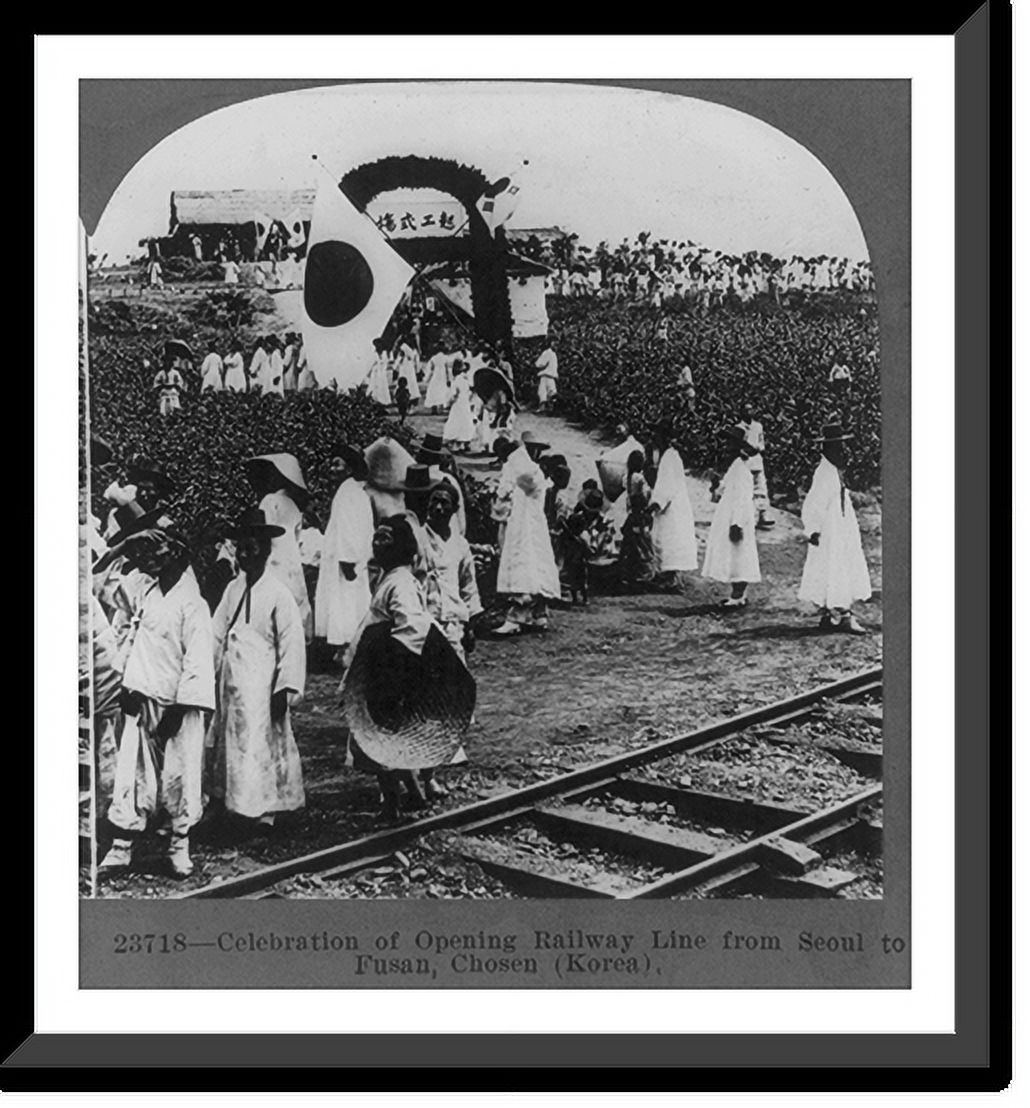 Historic Framed Print, Celebration of opening railway line from Seoul ...