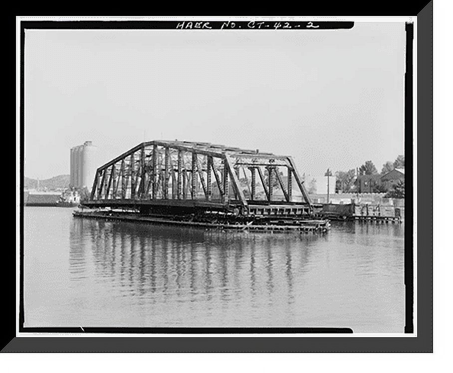 Historic Framed Print, Chapel Street Swing Bridge, Spanning Mill River ...