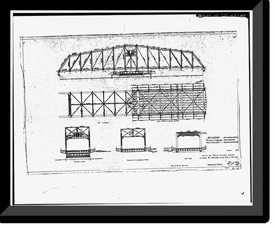 Historic Framed Print, Chapel Street Swing Bridge, Spanning Mill River ...