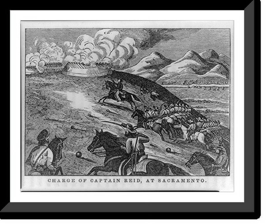 Historic Framed Print, Charge of Captain Reid, at Sacramento, 17-7/8" x ...
