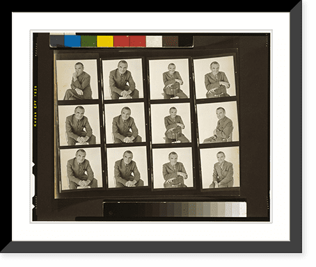 Historic Framed Print, [Charles Eames, designer, seated in chair in ...