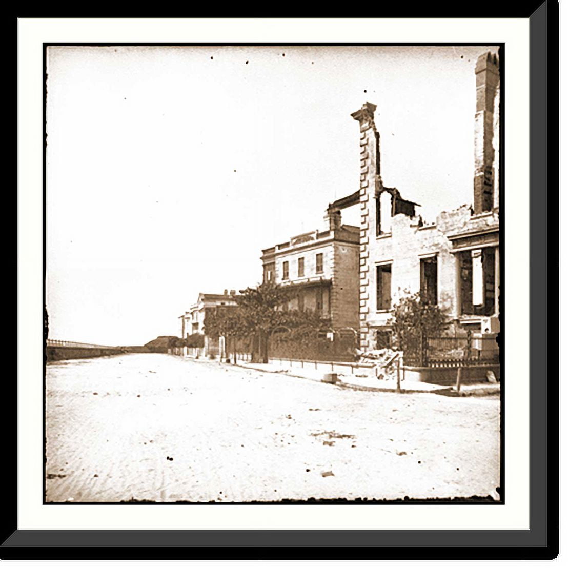 Historic Framed Print, Charleston S.C. Houses on the Battery damaged by ...
