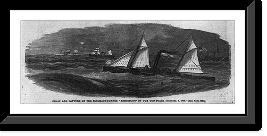 Historic Framed Print, Chase and capture of the blockade-runner ...