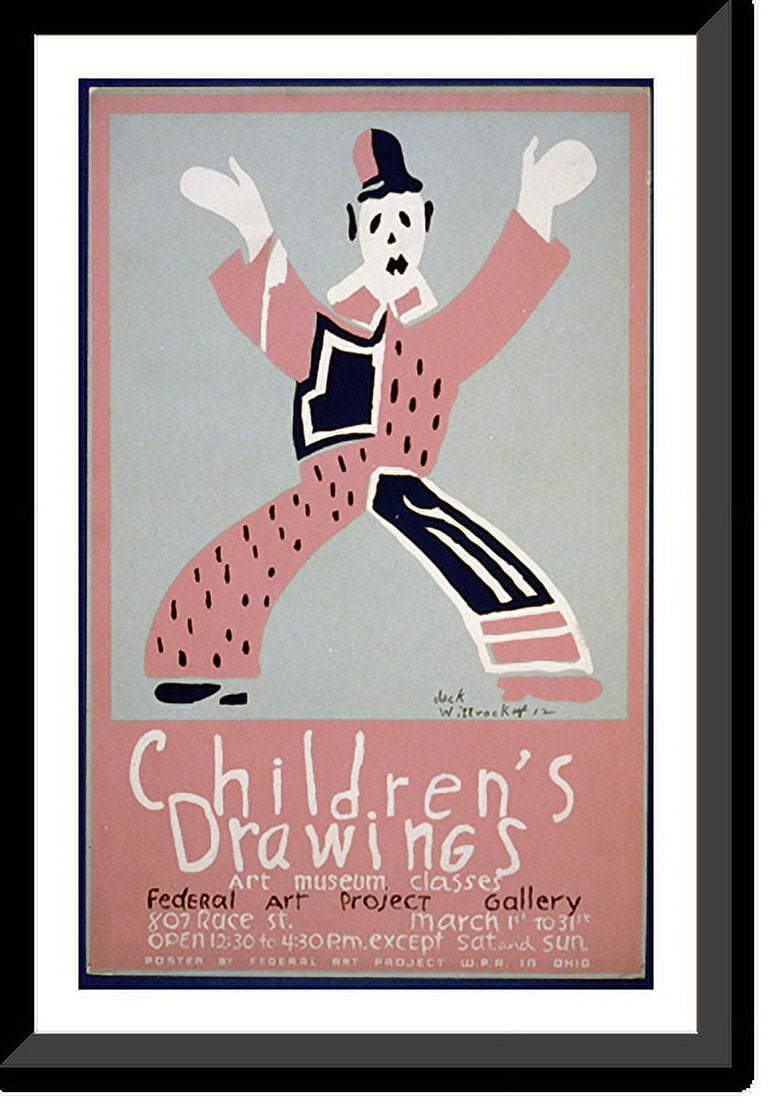 Historic Framed Print, Children's drawings Art museum - classes., 17-7/ ...